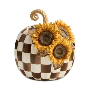 MACKENZIE-CHILDS Chocolate Check Sunflower Pumpkin - Multi