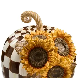 MACKENZIE-CHILDS Chocolate Check Sunflower Pumpkin