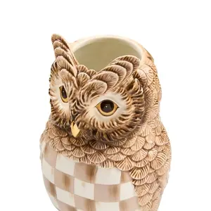 MACKENZIE-CHILDS Check Ceramic Owl Vase