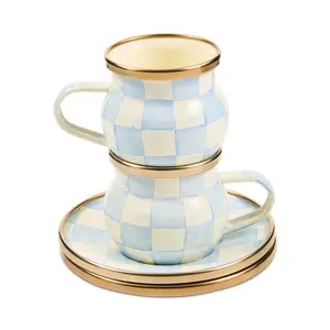 MACKENZIE-CHILDS Check Espresso Cup & Saucer, Set Of 2