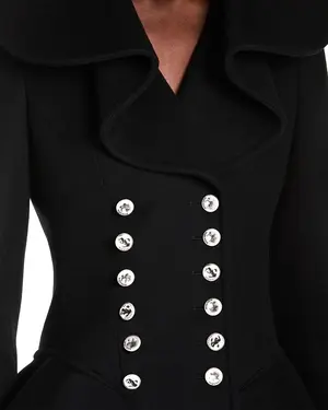 Alexander McQueen Double Breasted Flared Wool Coat