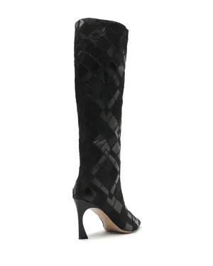 ALEXANDRE BIRMAN Annelise 85 Patchwork Calf Hair & Suede Knee High Boots