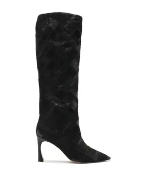 ALEXANDRE BIRMAN Annelise 85 Patchwork Calf Hair & Suede Knee High Boots