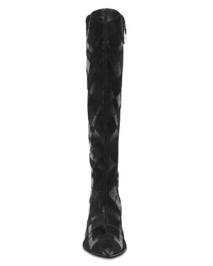 ALEXANDRE BIRMAN Annelise 85 Patchwork Calf Hair & Suede Knee High Boots