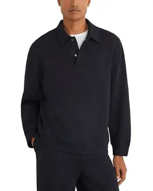 REISS Brooks Interlock Polo Sweatshirt - Navy