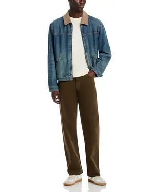 FRAME Cotton Blend Zip Denim Trucker Jacket
