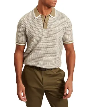 Ted Baker London Breame Short Sleeve Waffle Stitch Polo - Olive