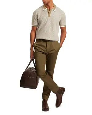 Ted Baker London Breame Short Sleeve Waffle Stitch Polo - Olive