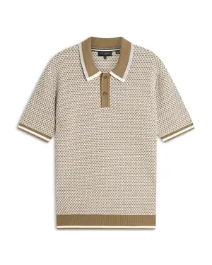 Ted Baker London Breame Short Sleeve Waffle Stitch Polo - Olive