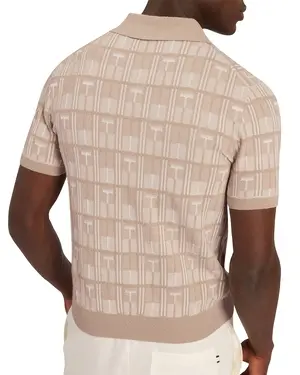 Ted Baker London Nappier Short Sleeve Jacquard Zip Sweater Polo