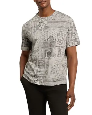 Ted Baker London Bondss Short Sleeve Print Relaxed Tee - Ecru