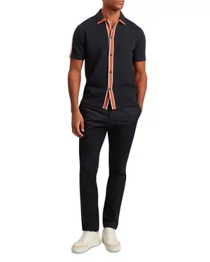 Ted Baker London Tirvin Short Sleeve Two Tone Sweater Polo - Navy