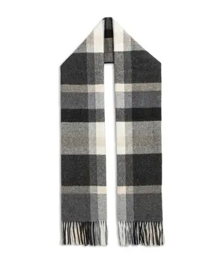 Rodd & Gunn Jed Valley Check Wool Scarf - Grigio