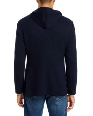 Vince Removable Bib Hooded Jersey Sport Coat - Navy/ Brown