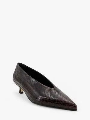 AeydĒ Clara Leather Decollete With Python Motif