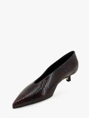 AeydĒ Clara Leather Decollete With Python Motif