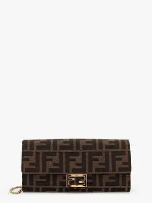 Fendi Continental With Chain Baguette Ff Jacquard Fabric Crossbody Bag - Multicolor