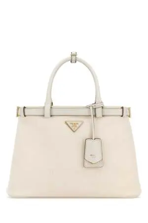 Prada Ivory Canvas Shopping Bag - White