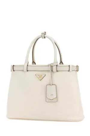 Prada Ivory Canvas Shopping Bag - White