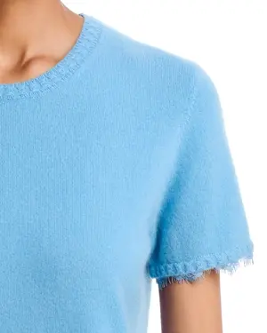 Tanya Taylor Dailey Cashmere Lace Trim T Shirt