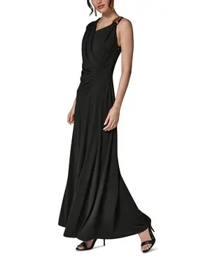 Donna Karan New York Asymmetrical Neck Draped Maxi Dress