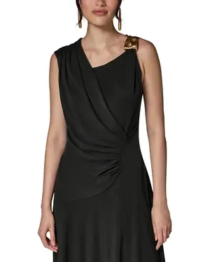 Donna Karan New York Asymmetrical Neck Draped Maxi Dress
