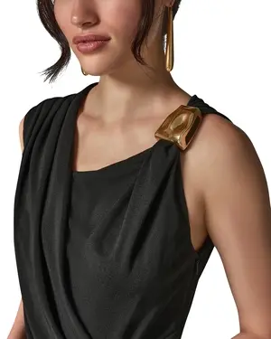 Donna Karan New York Asymmetrical Neck Draped Maxi Dress