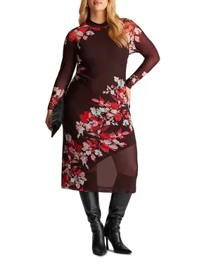 ESTELLE Solene Printed Mock Neck Midi Dress