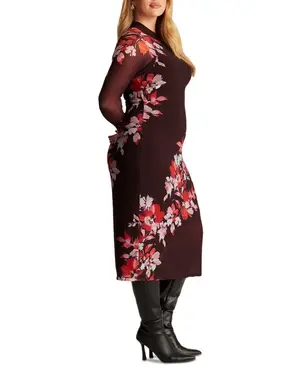 ESTELLE Solene Printed Mock Neck Midi Dress