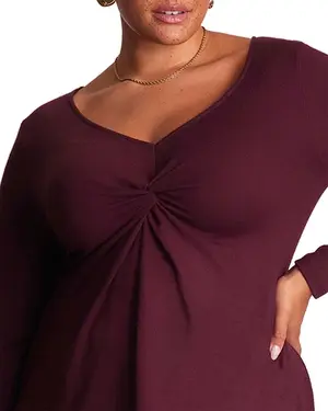 ESTELLE Ezra V Neck Long Sleeve Midi Dress