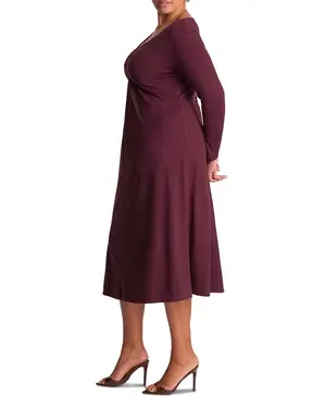 ESTELLE Ezra V Neck Long Sleeve Midi Dress