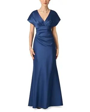 Aidan Mattox Stretch Mikado Gathered Waist Gown