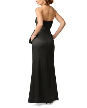 Aidan Mattox Stretch Mikado Pleated Bodice Gown
