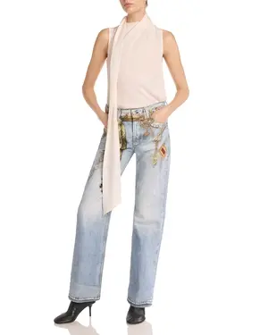 Acne Studios Trompe L'oeil Scarf Print Straight Leg Jeans