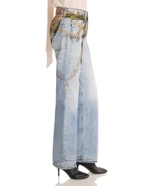 Acne Studios Trompe L'oeil Scarf Print Straight Leg Jeans