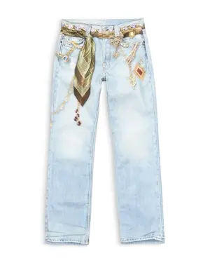 Acne Studios Trompe L'oeil Scarf Print Straight Leg Jeans