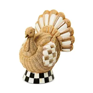 MACKENZIE-CHILDS Autumnology Check Basket Weave Turkey Figurine - Multi