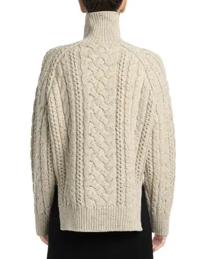 TOTEME Cable Knit Wool Turtleneck Sweater