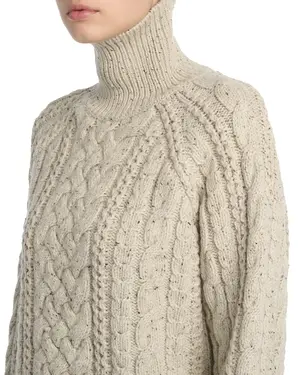 TOTEME Cable Knit Wool Turtleneck Sweater