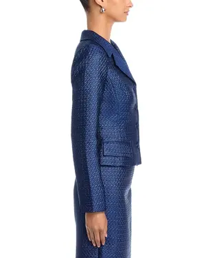 Rickie Freeman For Teri Jon Shimmer Basket Weave Jacquard Blazer
