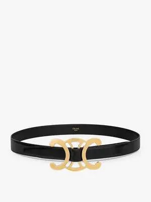 Celine Leather Belt With Triomphe Logo - Black