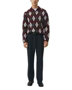 Simkhai Callum Argyle Cashmere Long Sleeve Polo