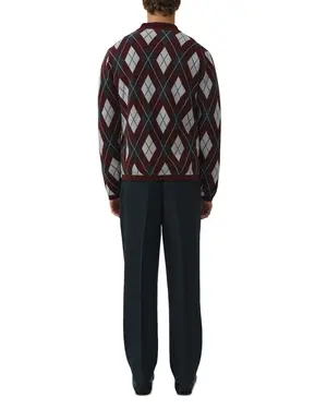 Simkhai Callum Argyle Cashmere Long Sleeve Polo