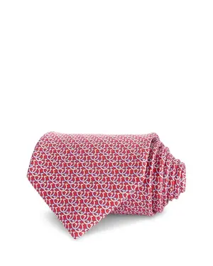 FERRAGAMO Ferragamo Silk Classic Gancini Link Neck Ties F. Rosso