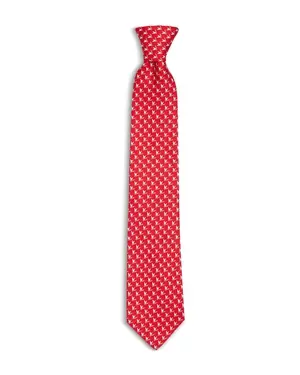 FERRAGAMO Silk Classic Bird Tie - F. Rosso