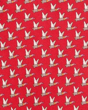 FERRAGAMO Silk Classic Bird Tie - F. Rosso