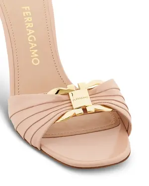 FERRAGAMO Witty 70 Leather Mules - Dusty Pink