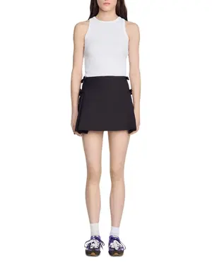 Sandro Cedriala Wool Blend Pleated Mini Skirt