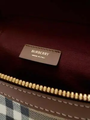 Burberry Vanity Mini Coated Canvas Handbag With Check Motif