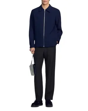 Sandro Joker Zip Front Solid Shirt - Navy Blue